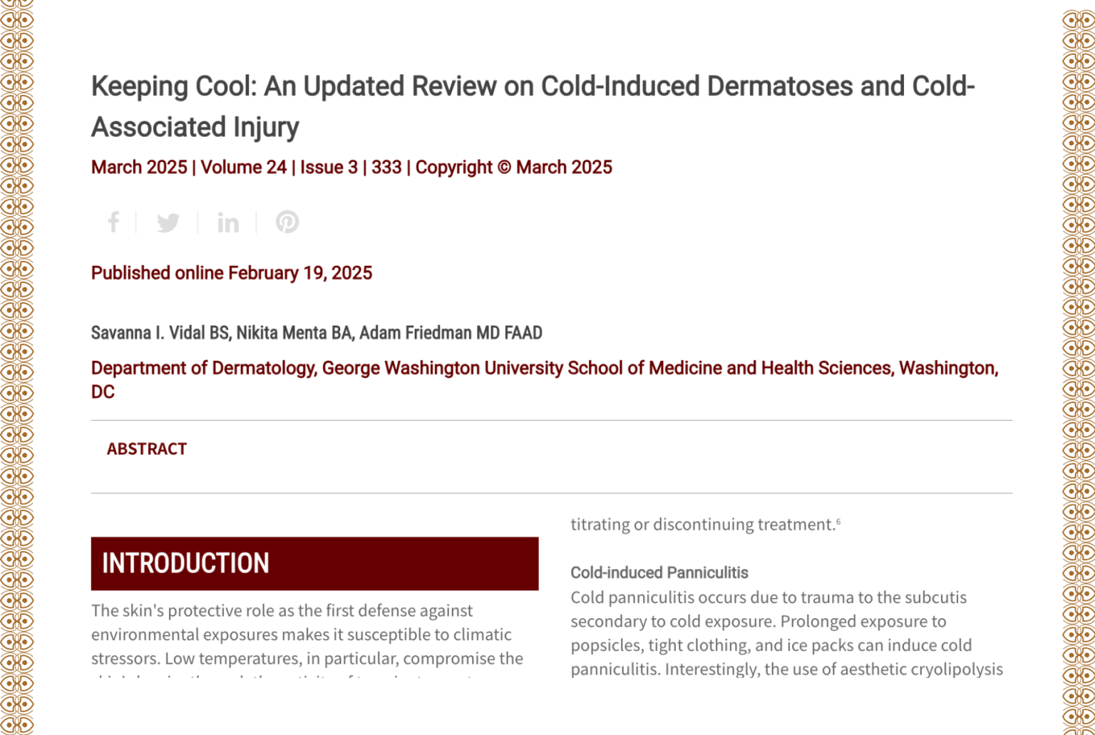 Keeping Cool: An Updated Review on Cold-Induced Dermatoses and Cold ...