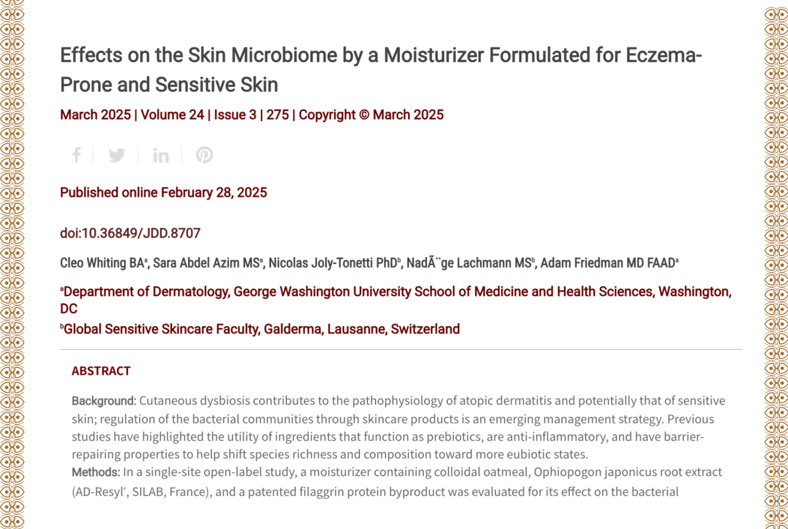 Effects on the Skin Microbiome by a Moisturizer Formulated for Eczema ...