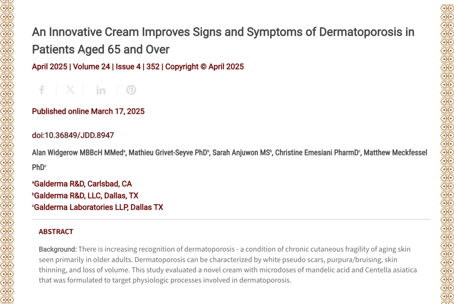 An Innovative Cream Improves Signs and Symptoms of Dermatoporosis in ...
