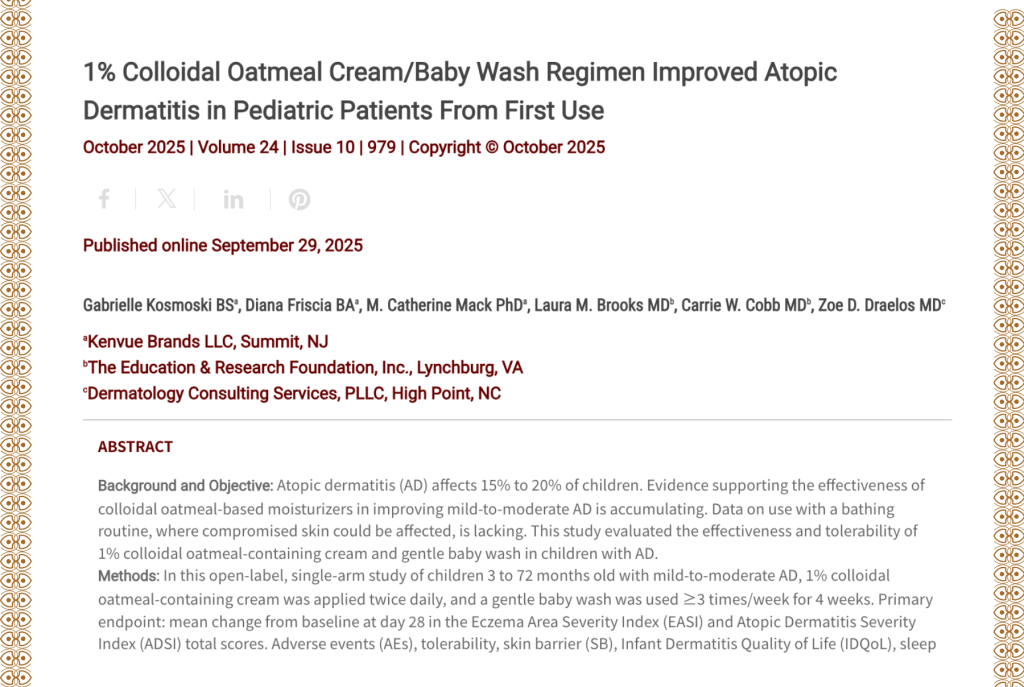 1% Colloidal Oatmeal Cream/Baby Wash Regimen Improved Atopic Dermatitis ...